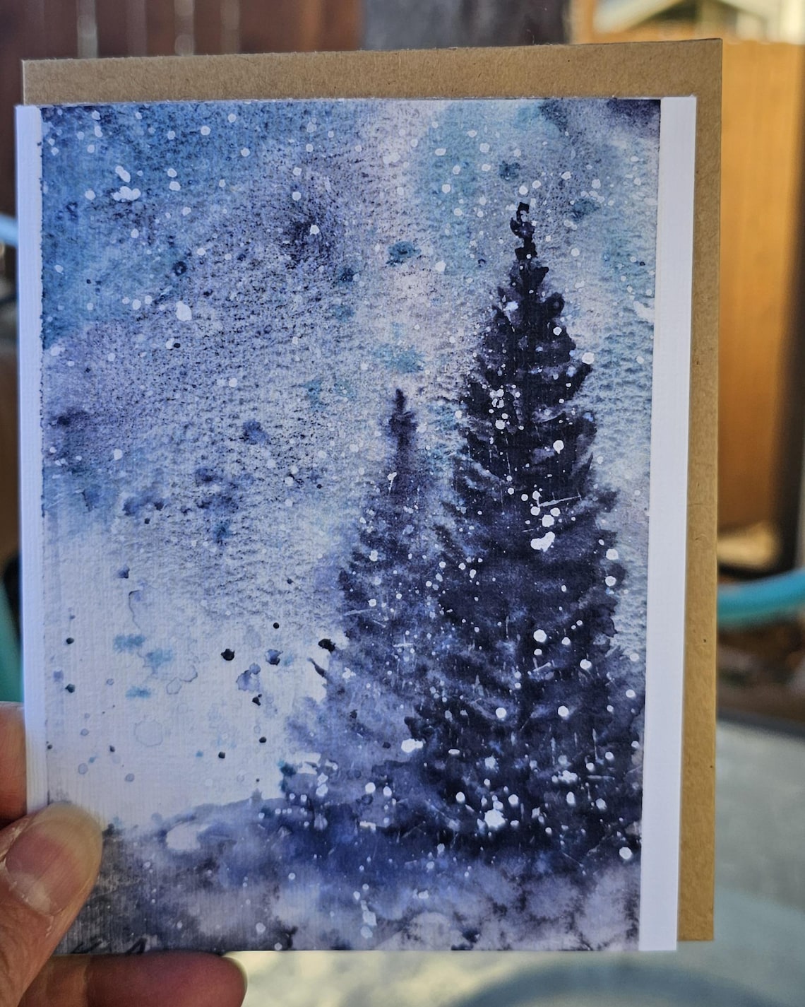 Winter Snow Scene Christmas Cards| Abstract Trees| Snowy Sky Art Prints ...