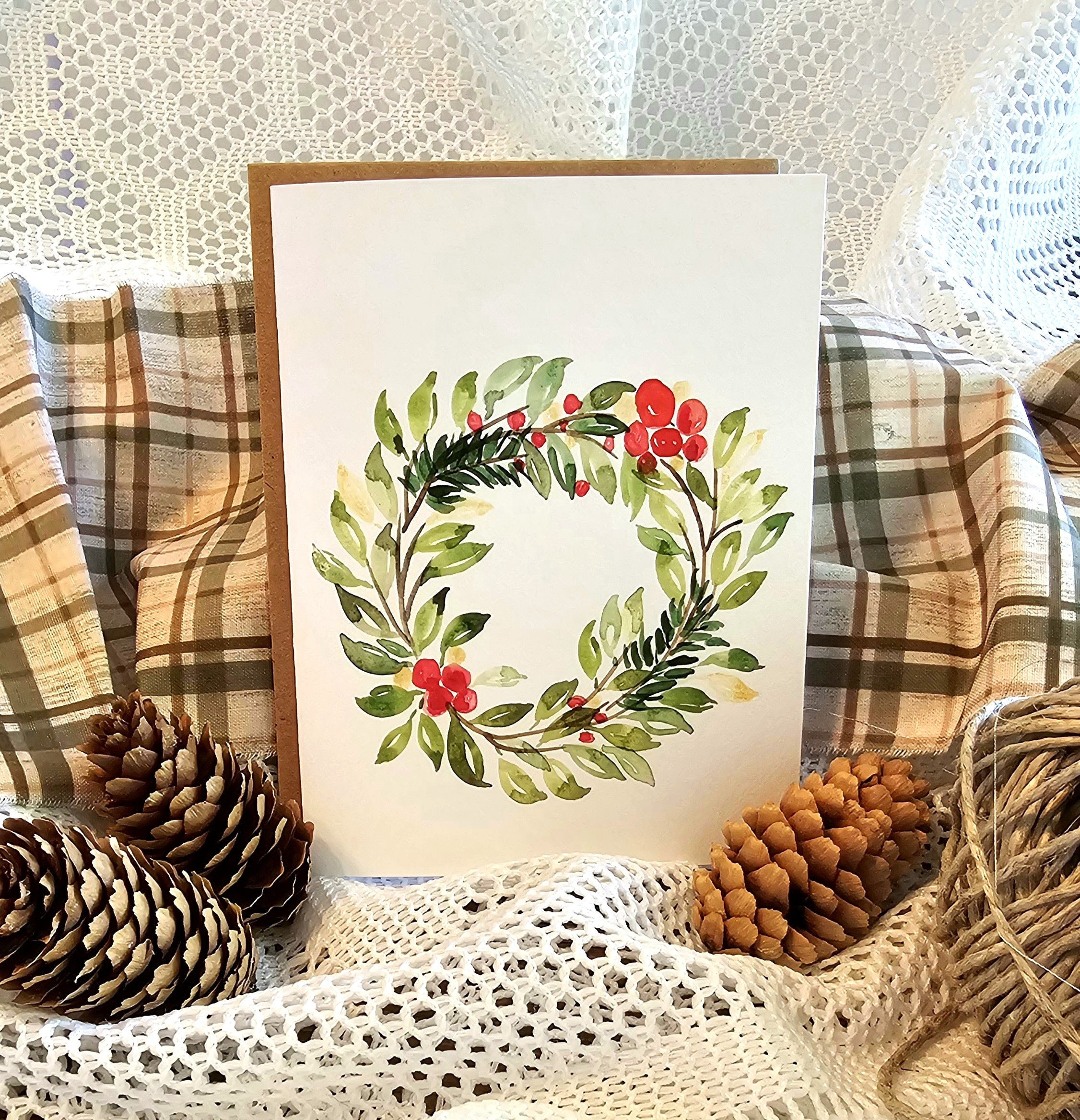 Watercolor Christmas Cards: Holiday Wreath Notecard Set - Etsy