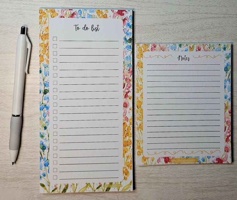Watercolor Notepad | Handmade to Do List Pad | Original Art Notepad ...