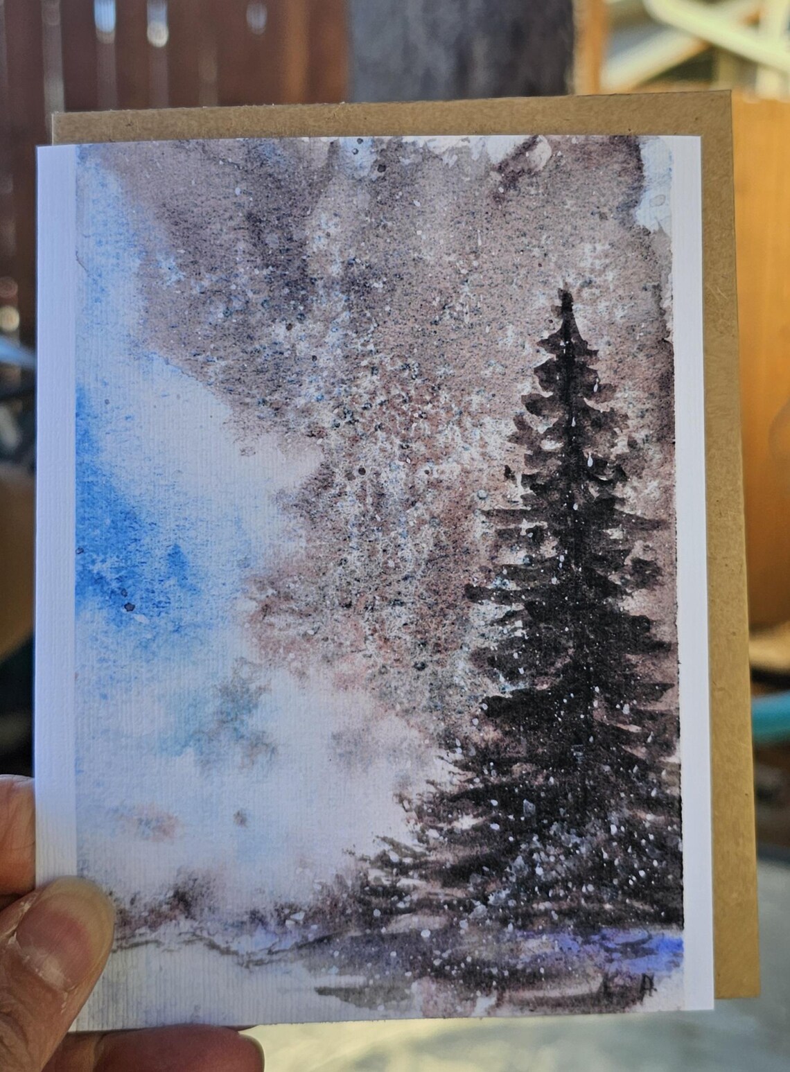 Winter Snow Scene Christmas Cards| Abstract Trees| Snowy Sky Art Prints ...