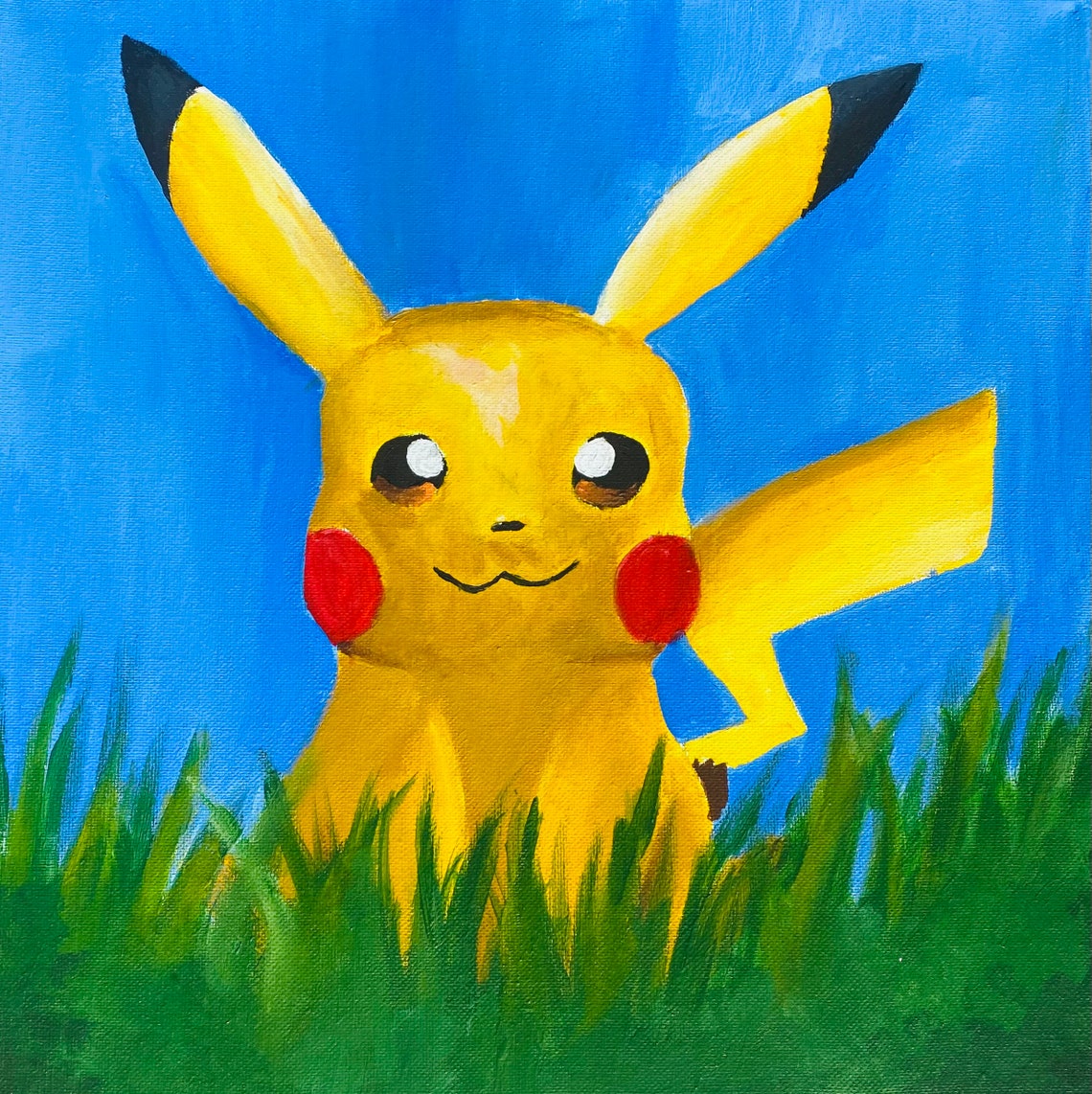 Pikachu Canvas Art Painting - Etsy