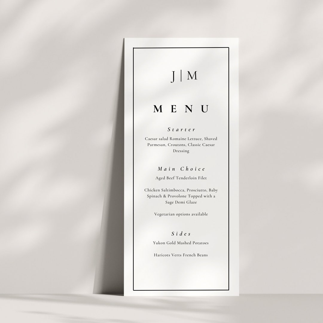 Printable Wedding Menu | Editable Canva Template - Etsy