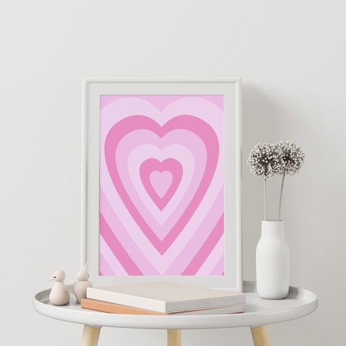 Pink Heart Print Trendy/retro Heartdownload Instantly and - Etsy