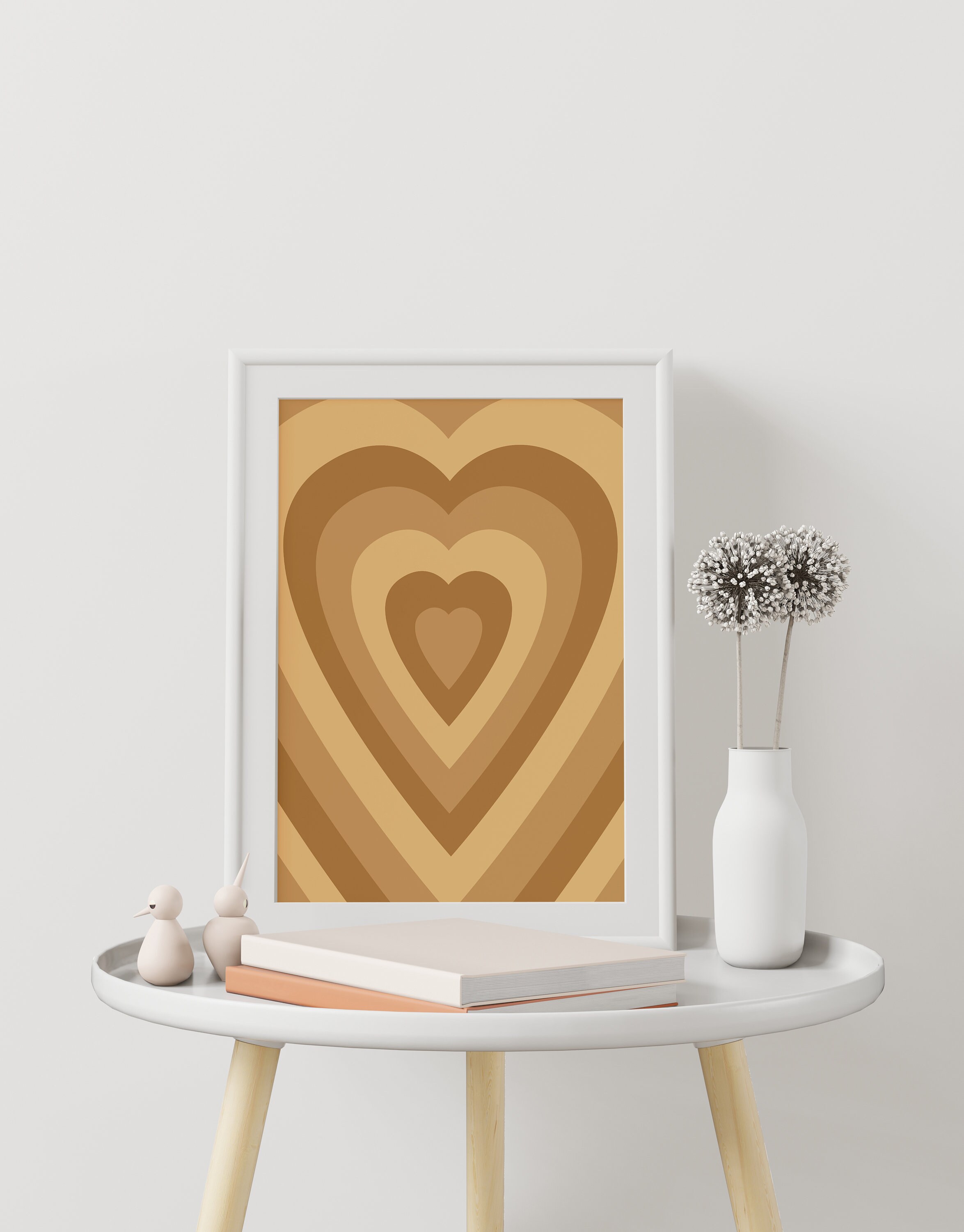 Brown Heart Print, Trendy Neutral Heart,download Instantly and Print ...