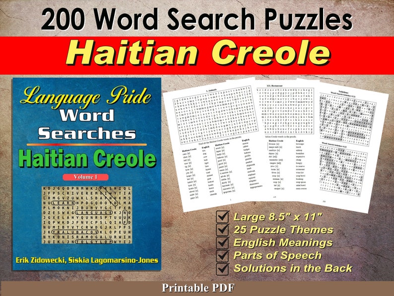 Language Pride Word Searches Ebook - Haitian Creole - Volume 1 - Etsy