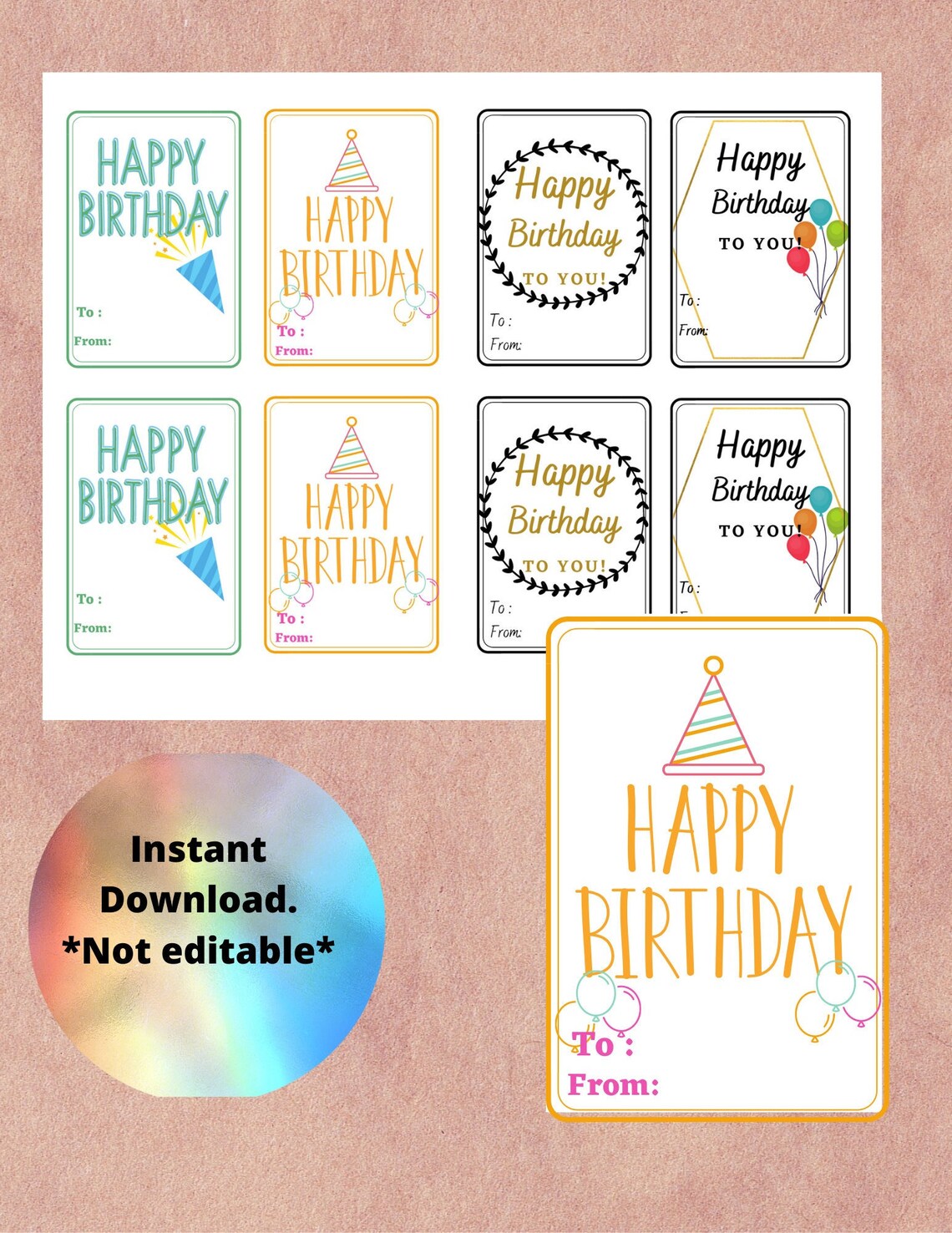 Happy Birthday Gift Tags Printable, Birthday Gift Tags Printable, Gift ...