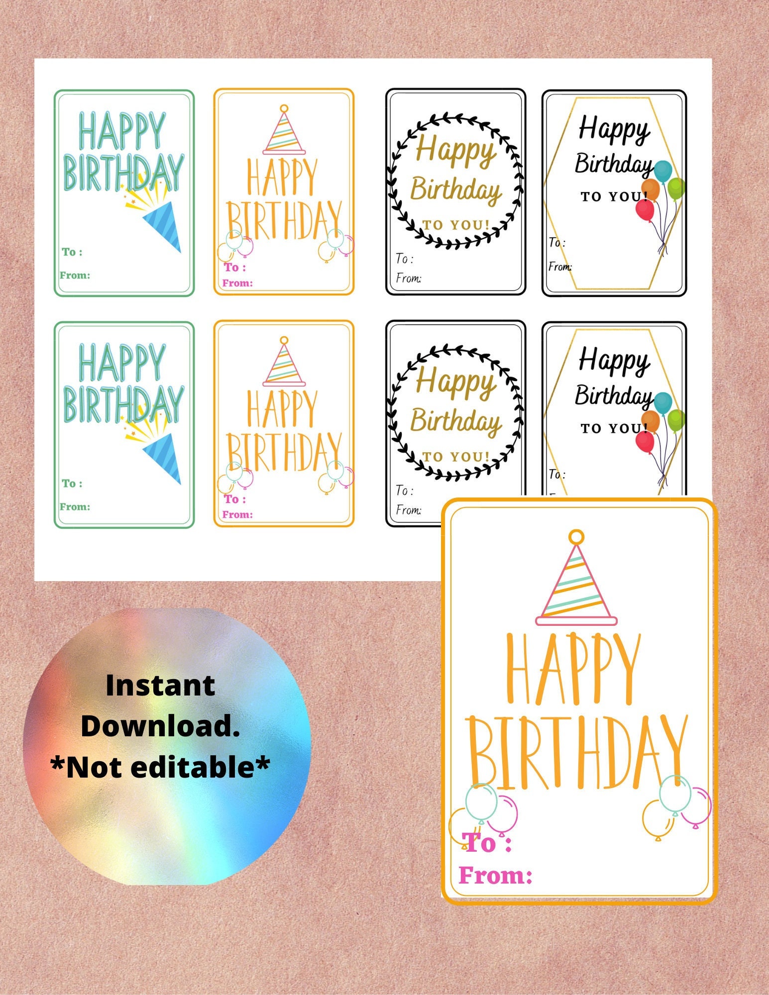 Happy Birthday Gift Tags Printable, Birthday Gift Tags Printable, Gift ...