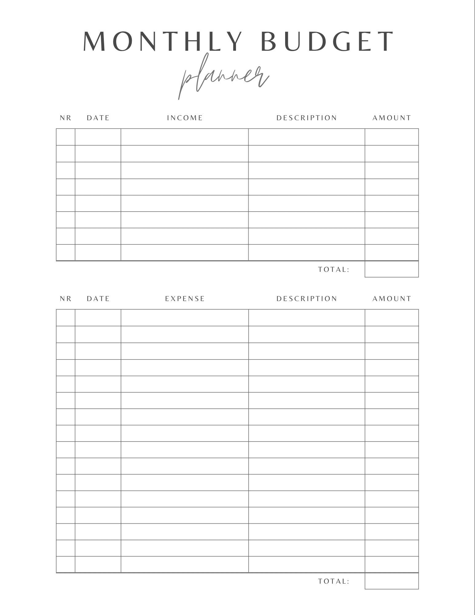 Monthly Budget Planner Printable | Simple Income & Expense Tracker - Etsy