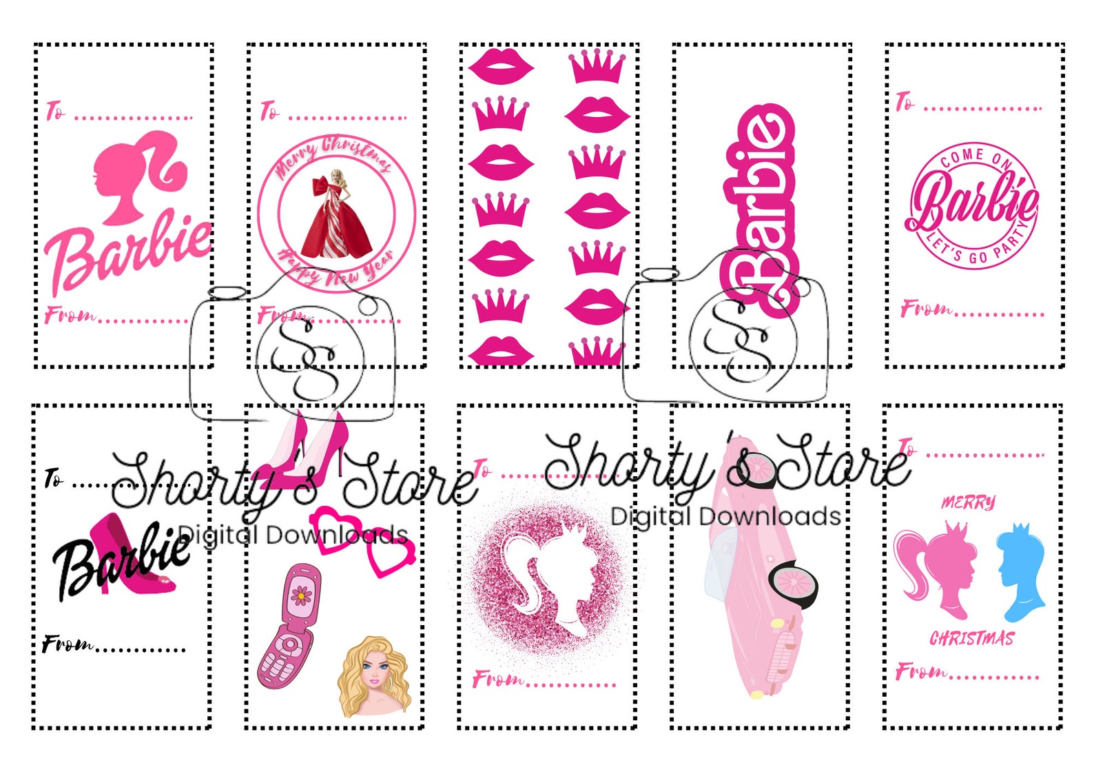PDF FILE. 10 Barbie Christmas Gift Tags - Etsy
