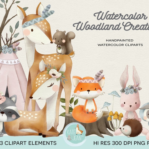 Woodland Animals Clipart - Etsy