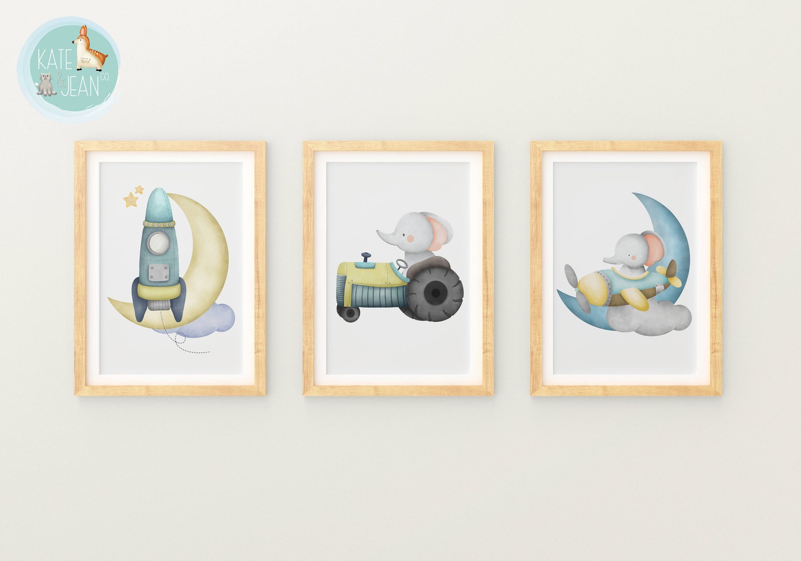 Blue Baby Elephant Clipart Watercolor Clipart Elephant Clipart Nursery ...