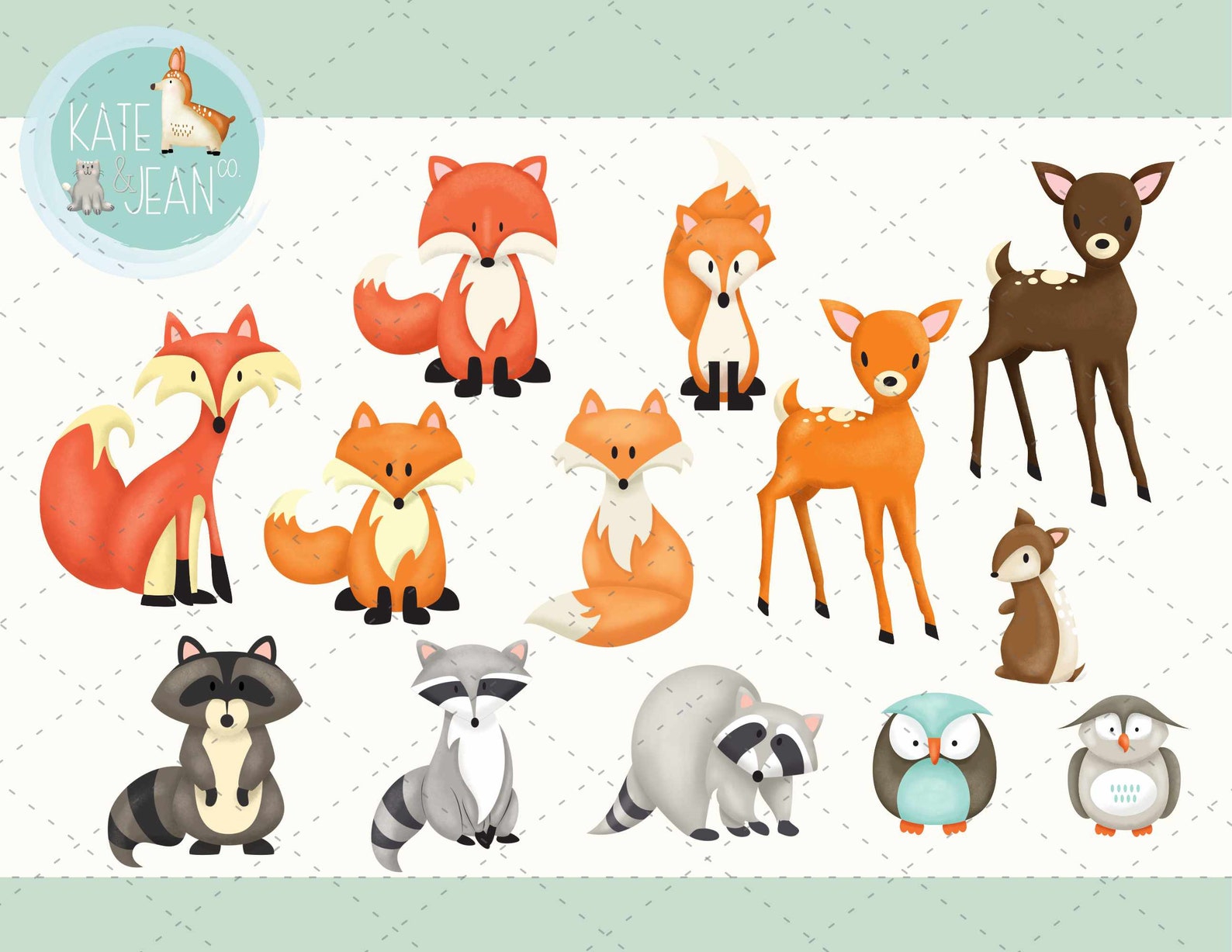 Woodland Animal Friends | Digital Clipart Set | Woodland Animals ...