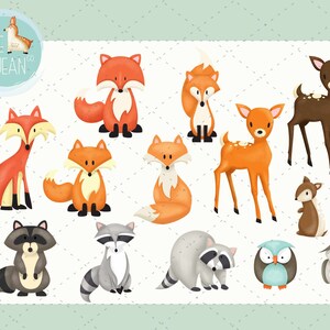 Woodland Animal Friends | Digital Clipart Set | Woodland Animals ...