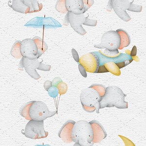 Blue Baby Elephant Clipart | Watercolor Clipart | Elephant Clipart ...