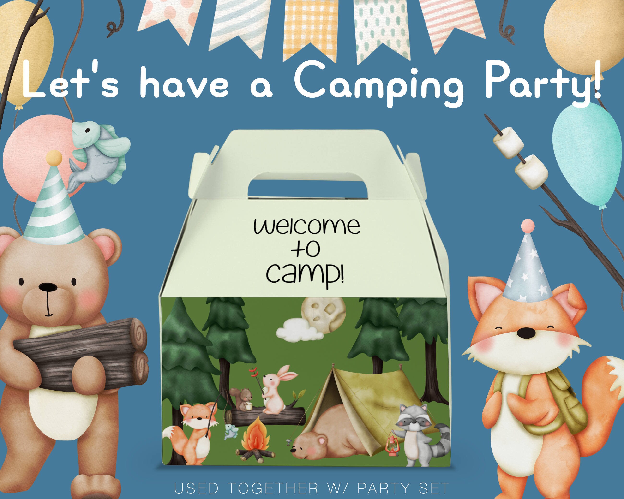 Watercolor Animals Camping Clipart Set Watercolor Clipart - Etsy