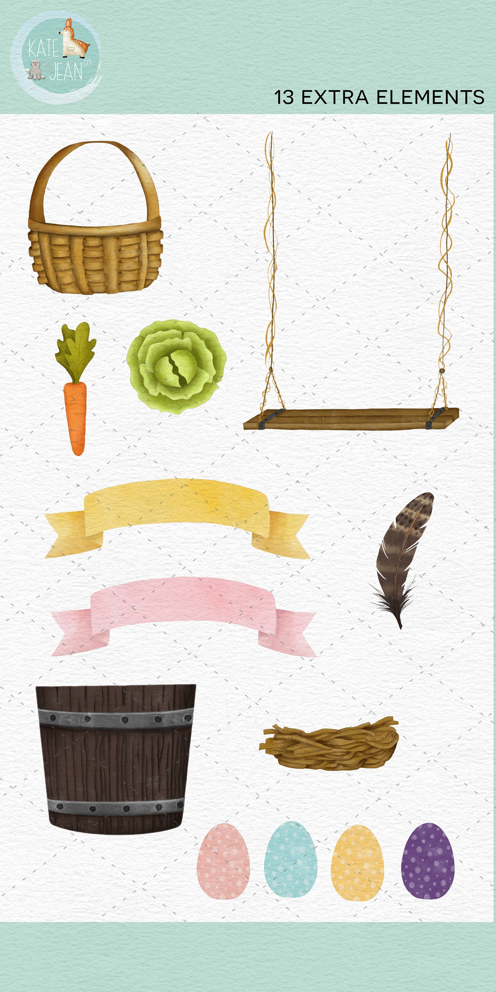 Watercolor Easter Bunny Clipart Set Bunnies and Chicks - Etsy