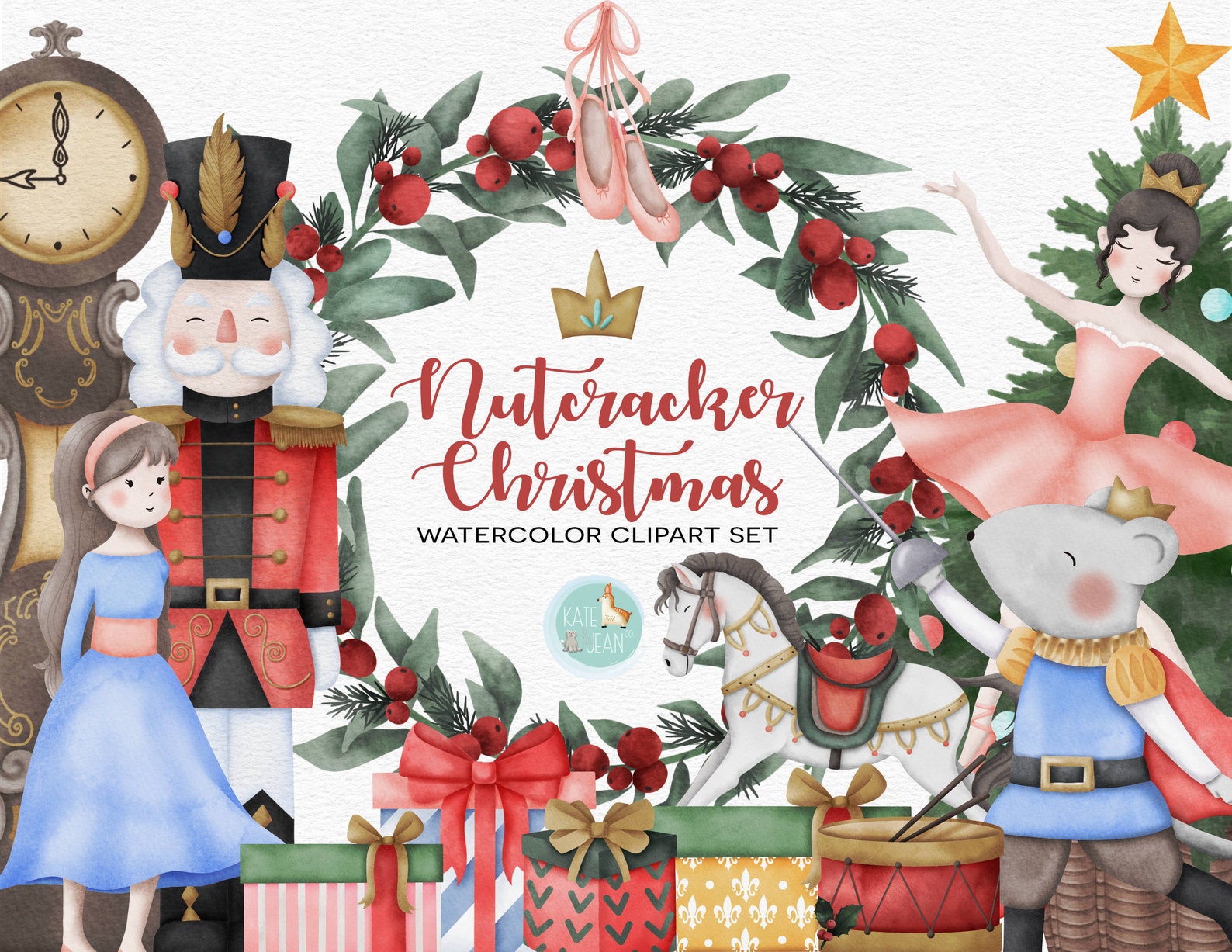 Nutcracker Watercolor Clipart, Nutcracker Christmas Pngs, Christmas ...