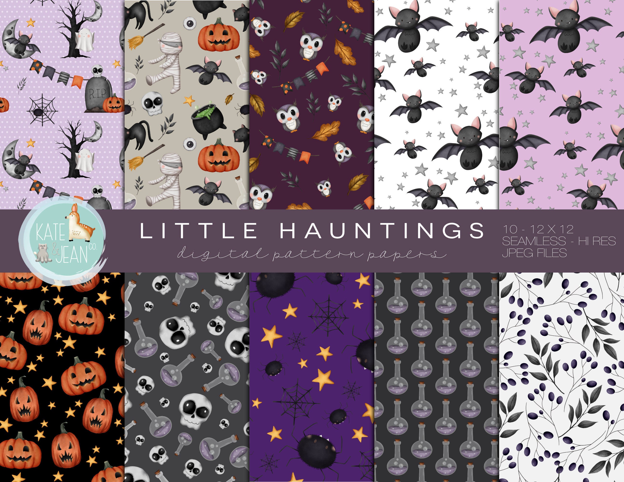 Halloween Watercolor Clipart Set Cute Halloween Monsters - Etsy