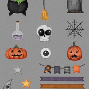 Halloween Watercolor Clipart Set, Cute Halloween Monsters, Cute Little ...