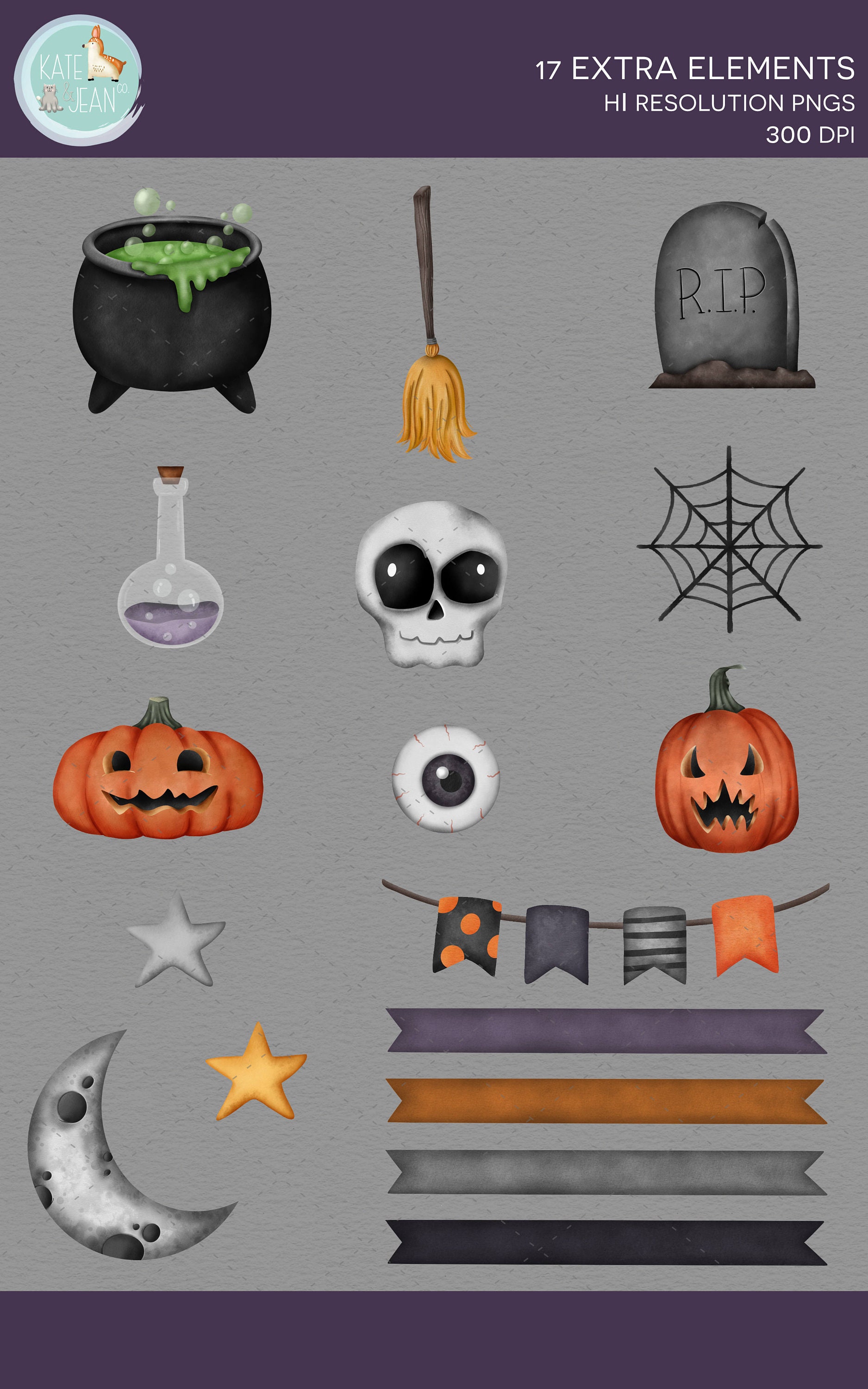 Halloween Watercolor Clipart Set Cute Halloween Monsters - Etsy