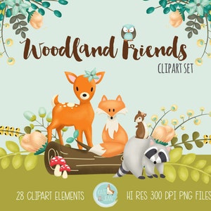 Woodland Animal Friends | Digital Clipart Set | Woodland Animals ...