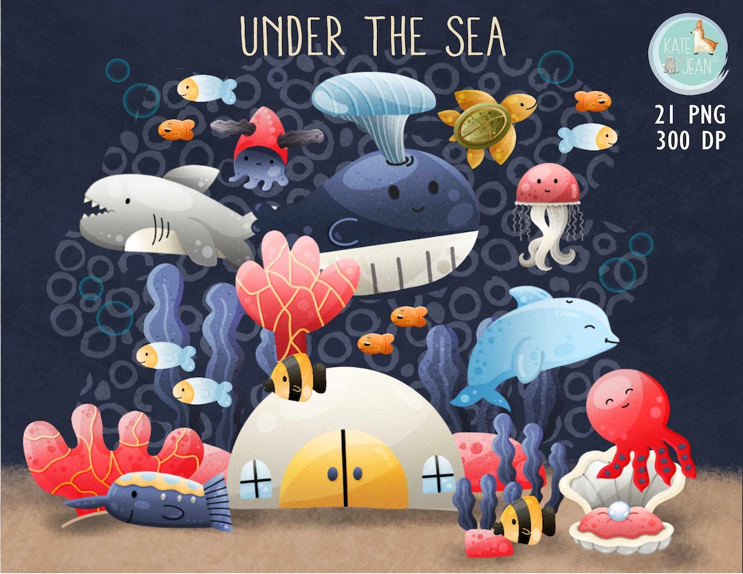 Under the Sea | Clipart | Ocean Creature Clipart for Kids | Under the ...