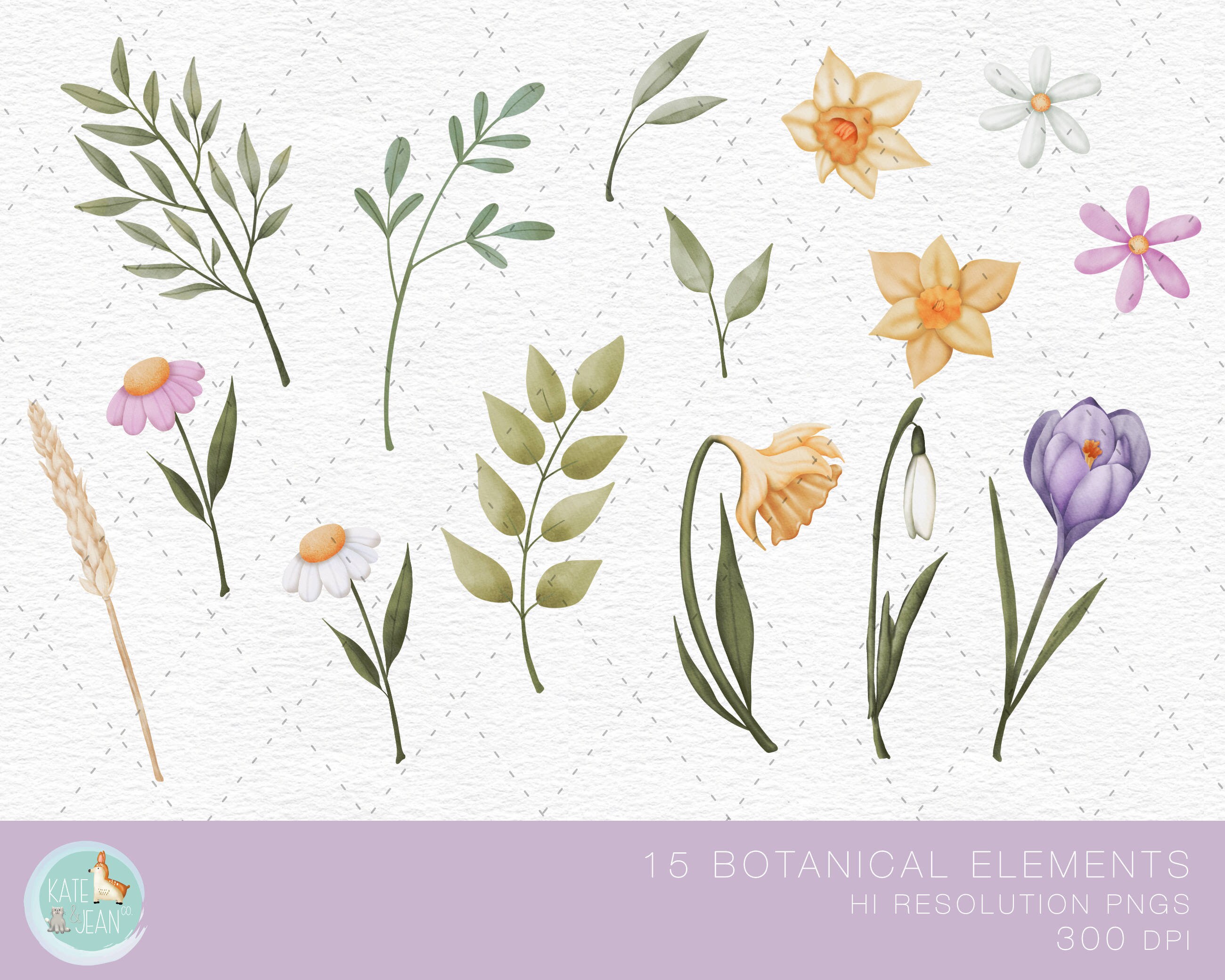 Watercolor Spring Clipart Set, Spring Animals and Florals, Easter ...