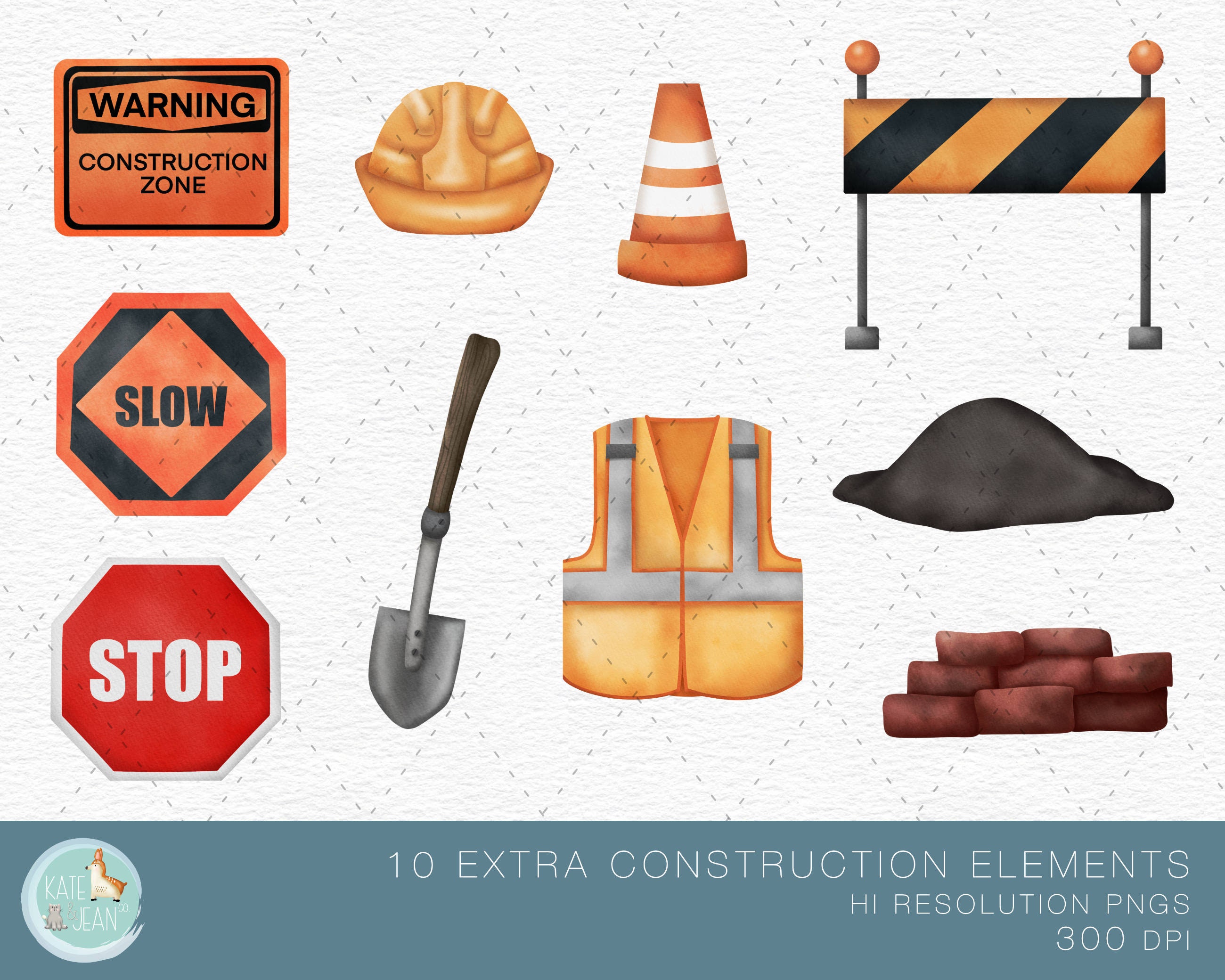 Watercolor Construction Clipart Set, Construction Trucks, Digger, Boy ...