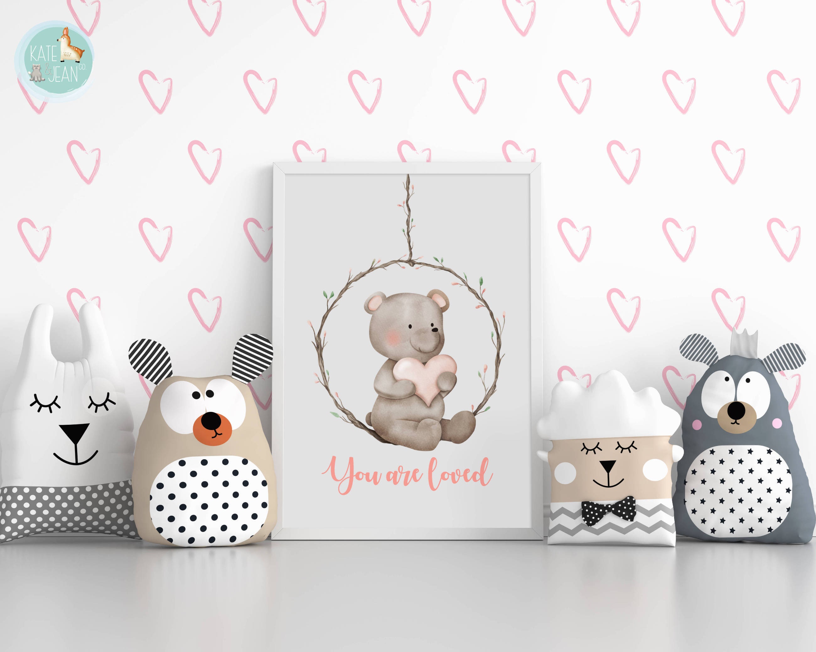 Valentine Watercolor Clipart Woodland Animals PNG Love - Etsy