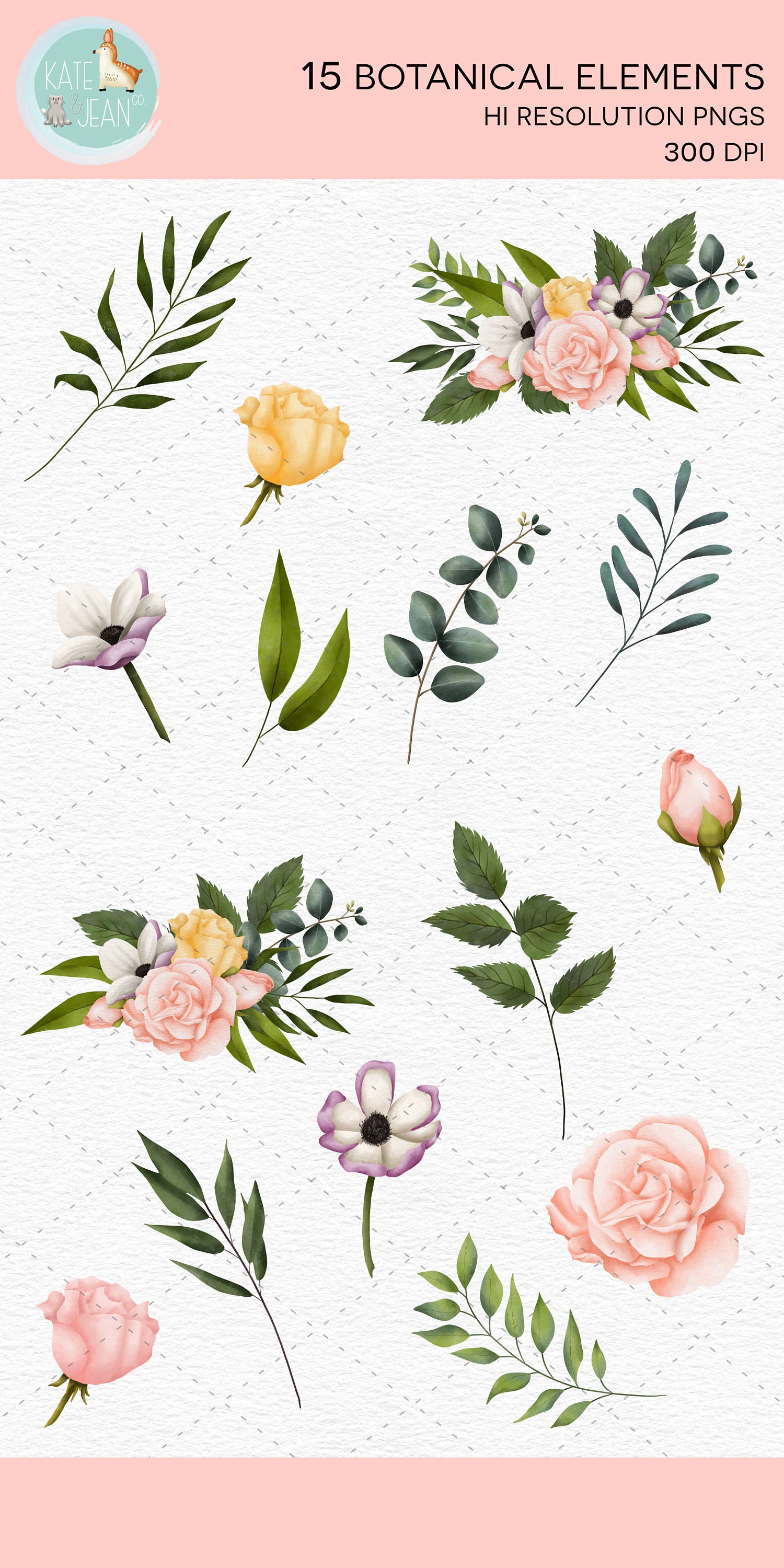 Watercolor Pink Baby Elephant Clipart Set Elephant Clipart Nursery ...