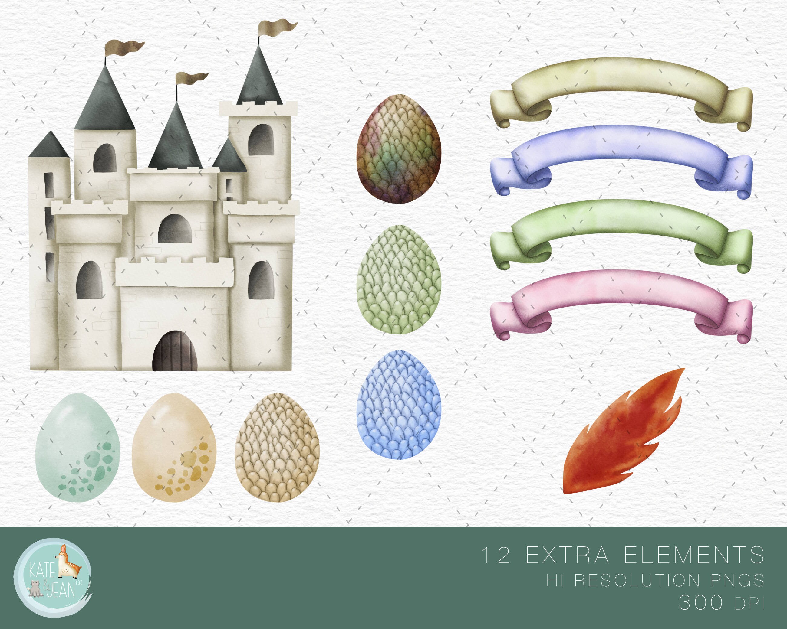 Dragons Watercolor Clipart Set Fairytale Pngs Nursery - Etsy