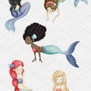 Mermaids Watercolor Clipart Set, Digital Download, Mermaid Party ...