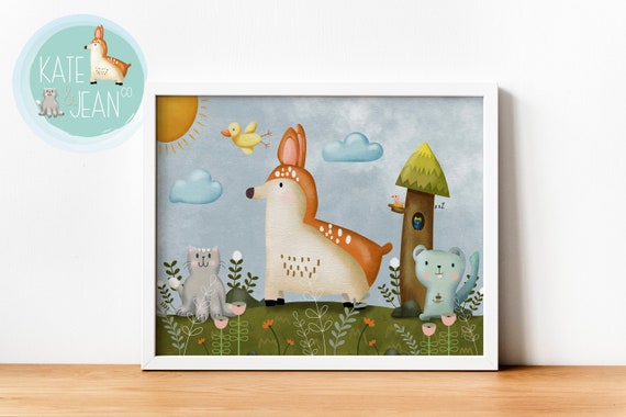 Forest Friends Wall Art Printable Nursery Wall Art Forest | Etsy
