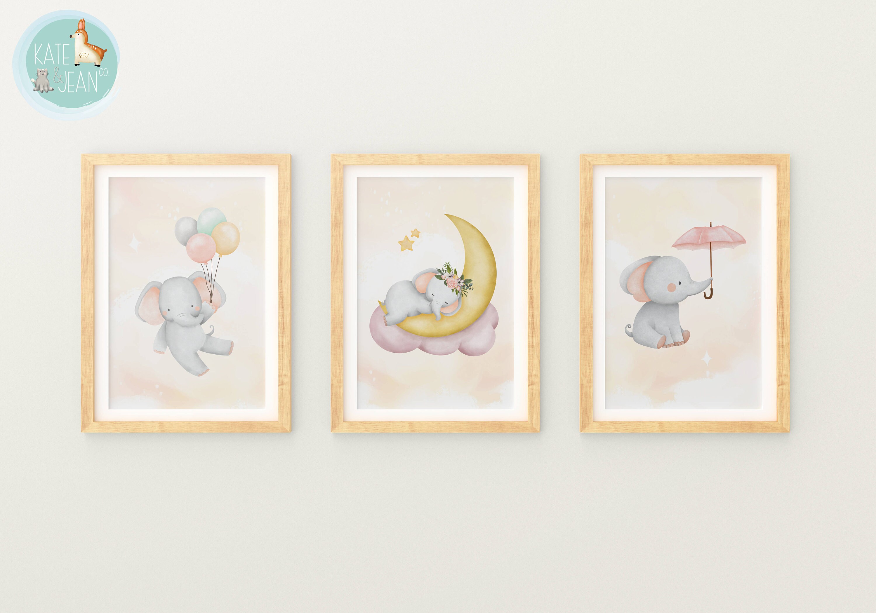 Watercolor Pink Baby Elephant Clipart Set Elephant Clipart Nursery ...