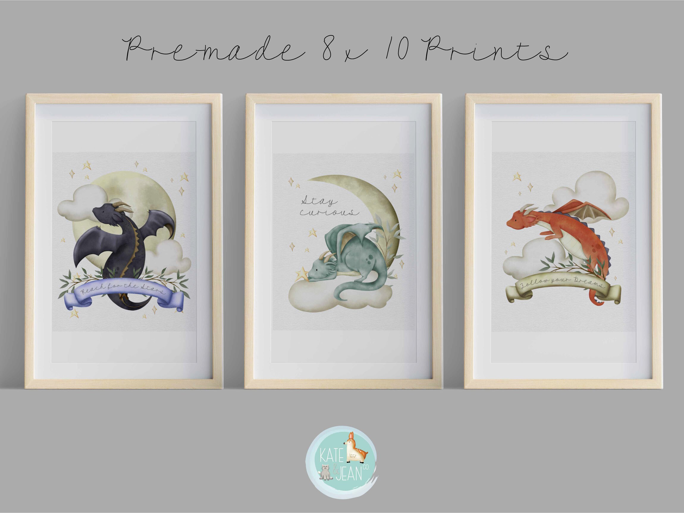 Dragons Watercolor Clipart Set Fairytale Pngs Nursery - Etsy