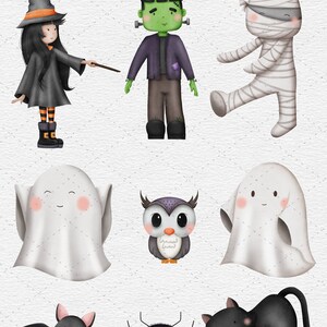 Halloween Watercolor Clipart Set, Cute Halloween Monsters, Cute Little ...