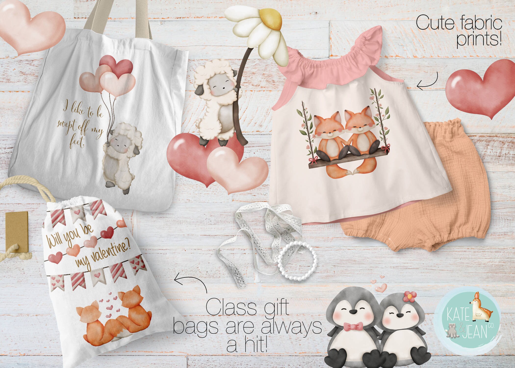 Valentine Watercolor Clipart Woodland Animals PNG Love - Etsy