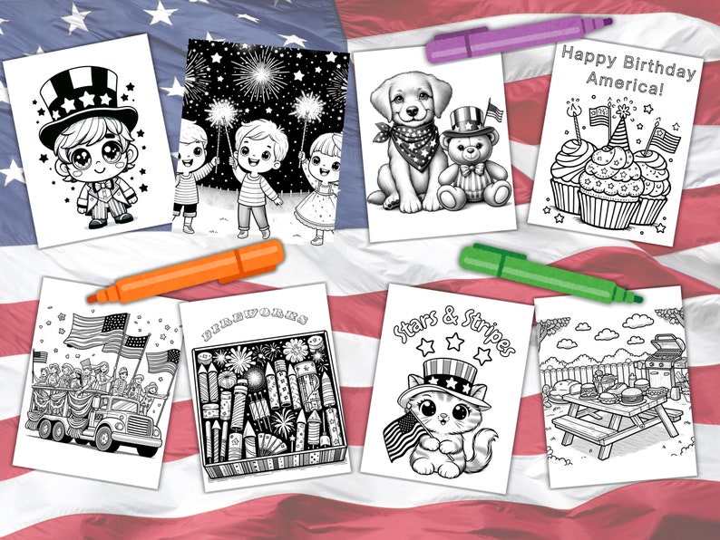 Patriotic 4th of July Coloring Pages Printable for Kids Instant ...