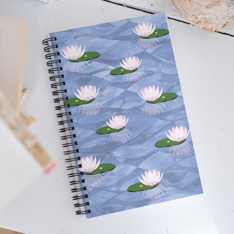 Water Lilies Spiral Notebook | Summer Lake Notebook | Summer Vacation ...