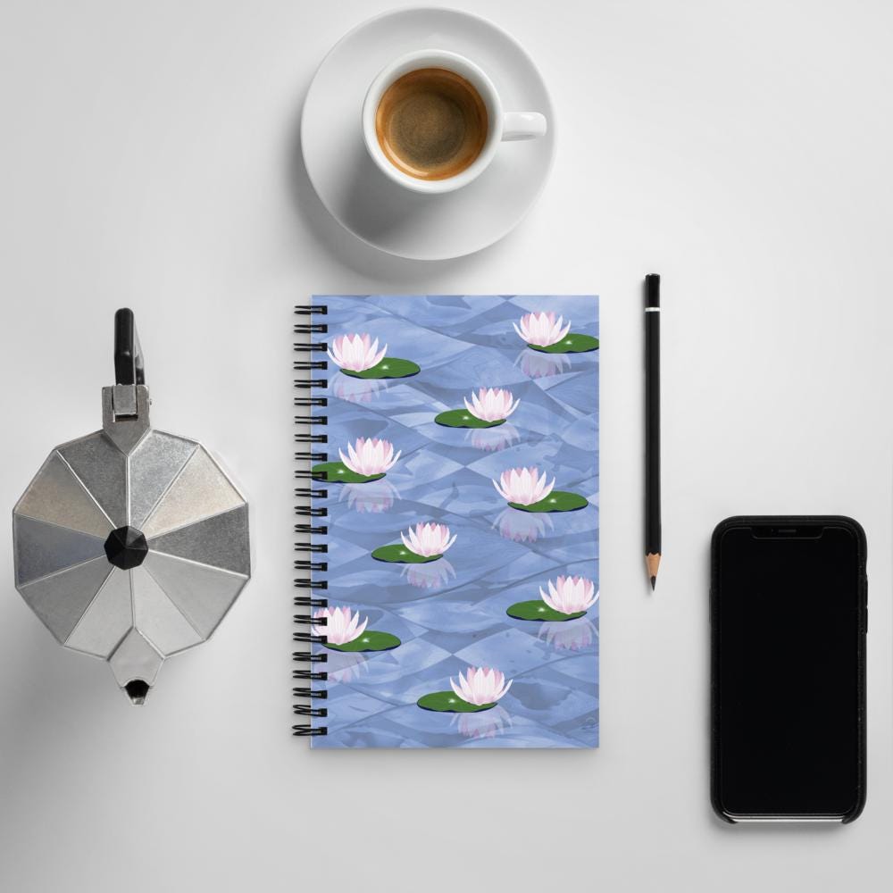 Water Lilies Spiral Notebook | Summer Lake Notebook | Summer Vacation ...