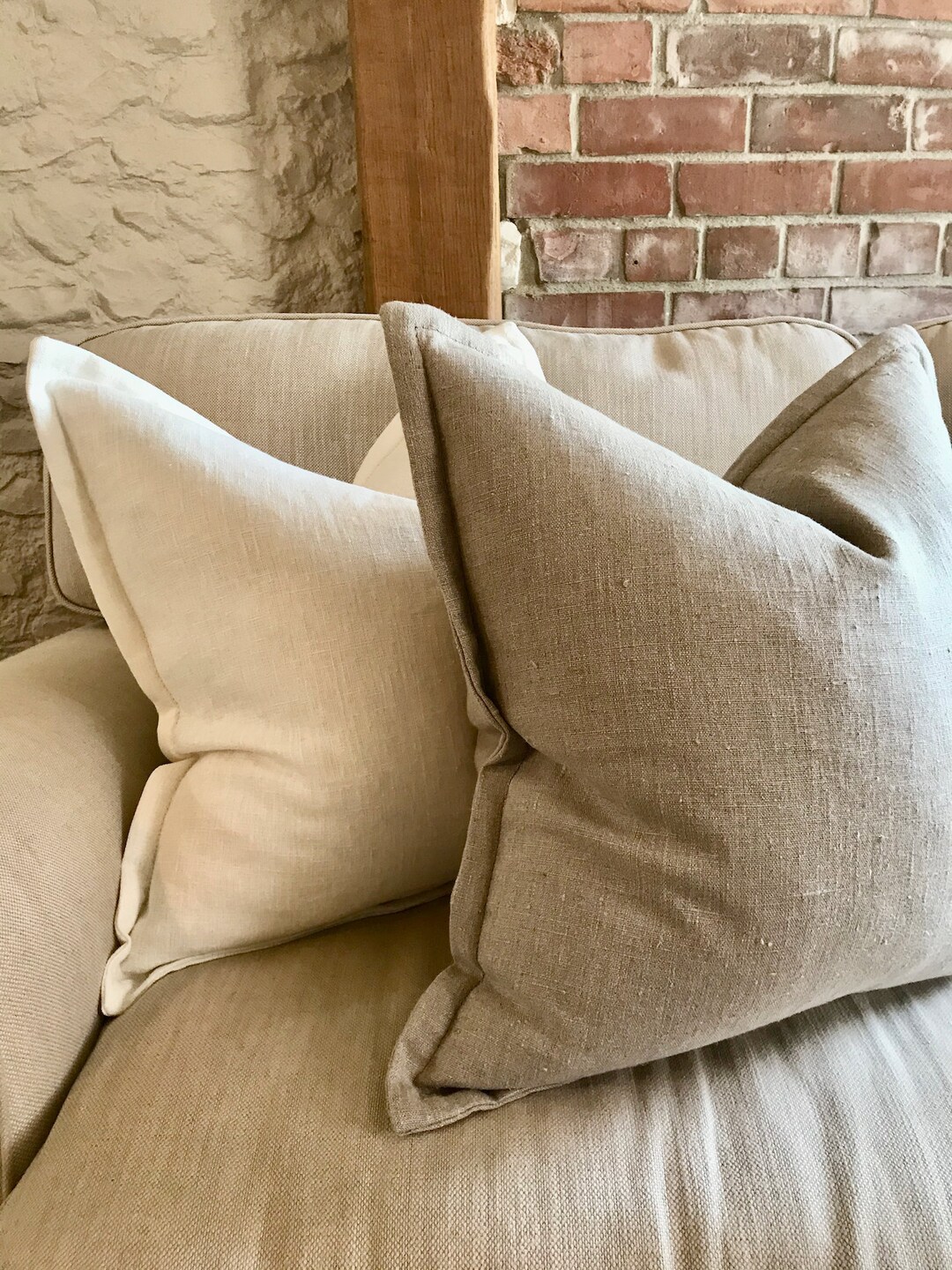 Handmade Pre-washed 100% Linen Farmhouse Cushion - Etsy