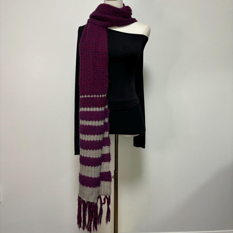 Purple Striped Scarf - Etsy