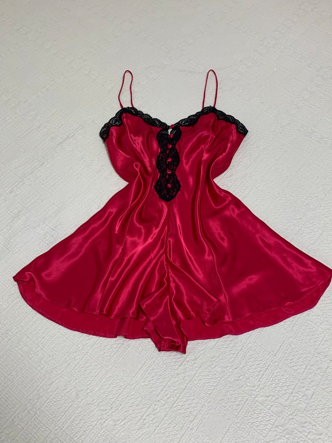 Vintage 90s Red Satin Teddy Lingerie Size M - Etsy