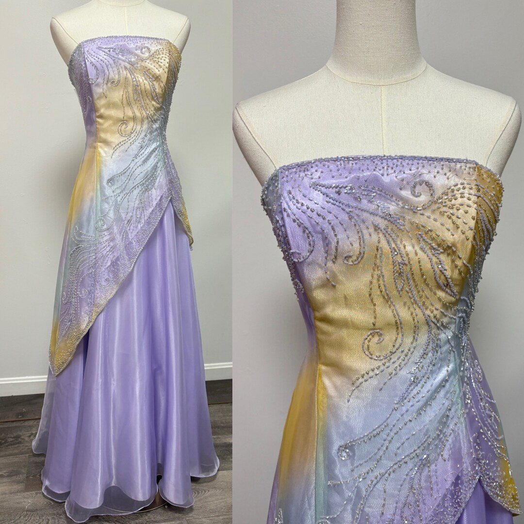 Vintage Y2K Lavender Purple Ombré Beaded Ethereal Prom Formal Dress ...