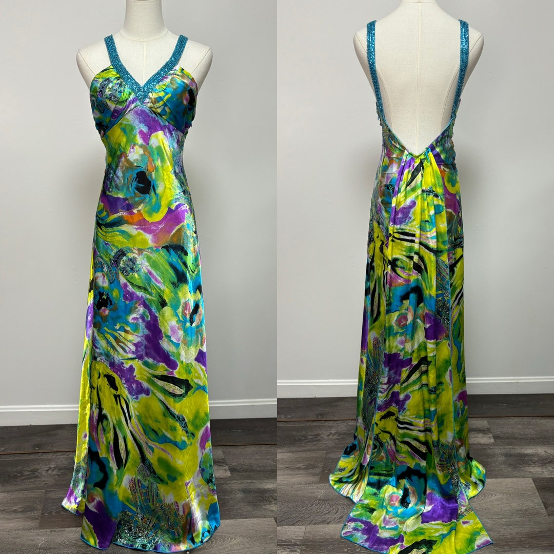 Vintage Y2K Colorful Formal Dress Prom Gown Size S/M - Etsy