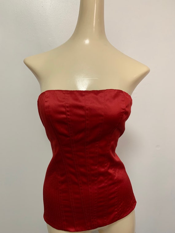Vintage Red Satin Bustier Corset Cinema Etoile - Gem