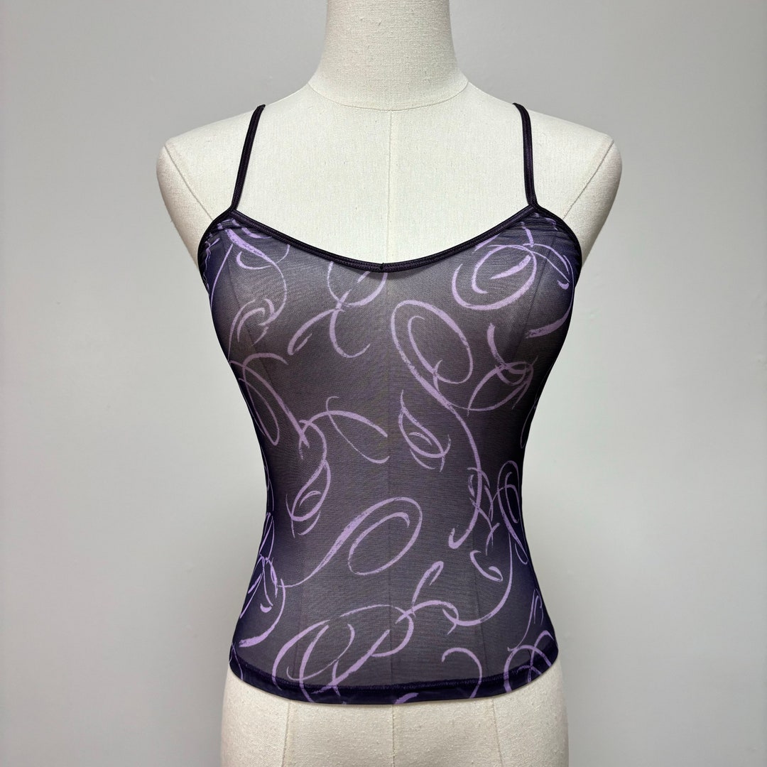 Vintage 00s Purple Swirl Sheer Mesh Cami Tank Top Size S - Etsy