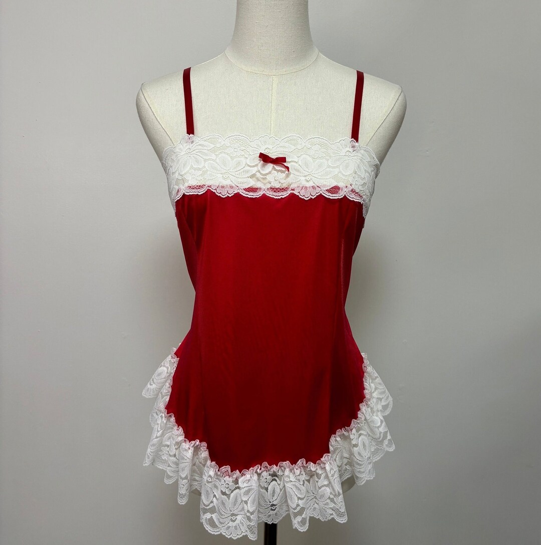 Vintage Red Lace Ruffle Babydoll Cami Top Size L - Etsy