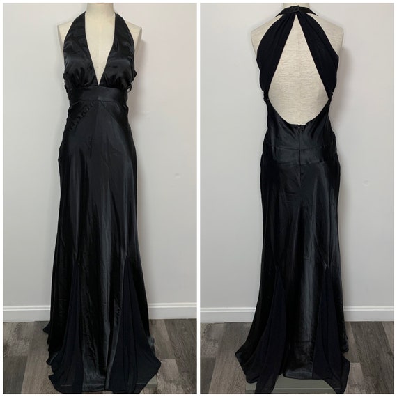 Vintage black backless halter - Gem