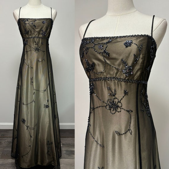Vintage Y2K Ombré Beaded Gown Prom Dress | Size Large… - Gem